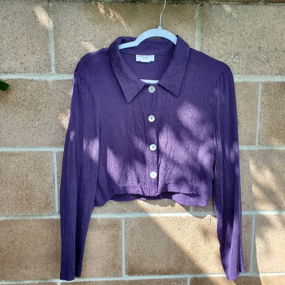 barry stevens fashions | Tops | Vintage 9s Cropped Purple Button Up Or ...